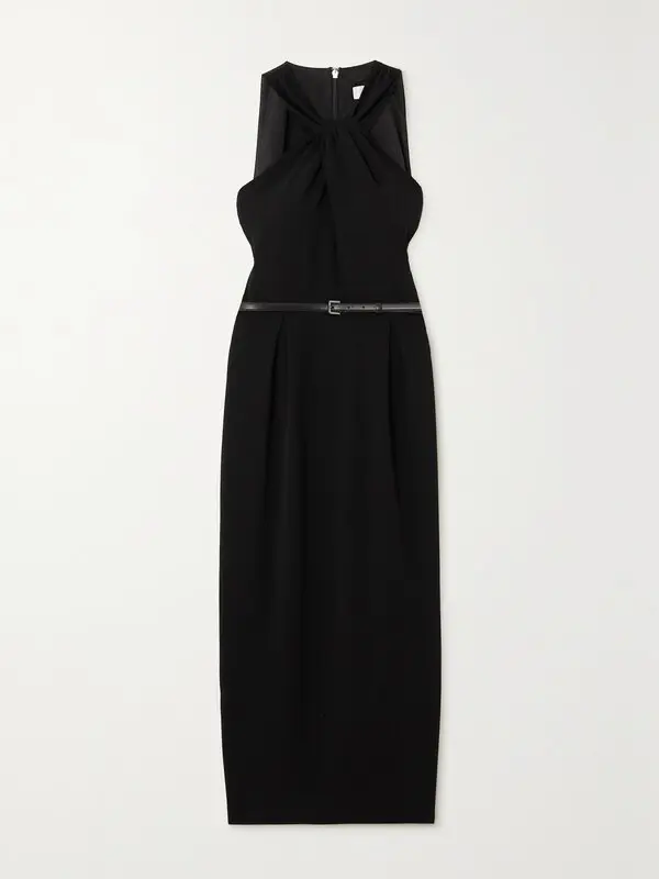 Max Mara Luna Belted Crepe Halterneck Midi Dress - Black