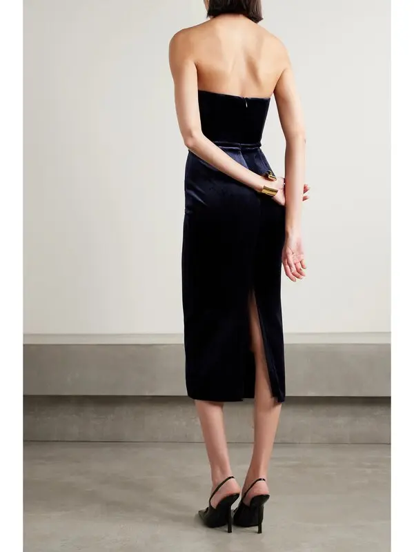 Alex Perry Strapless Velvet Midi Dress