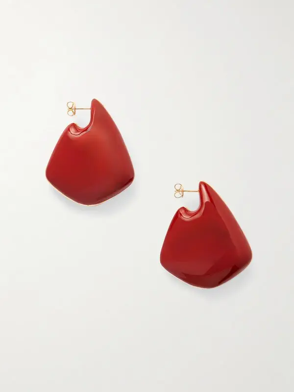 Bottega Veneta Large Fin Earrings - Red