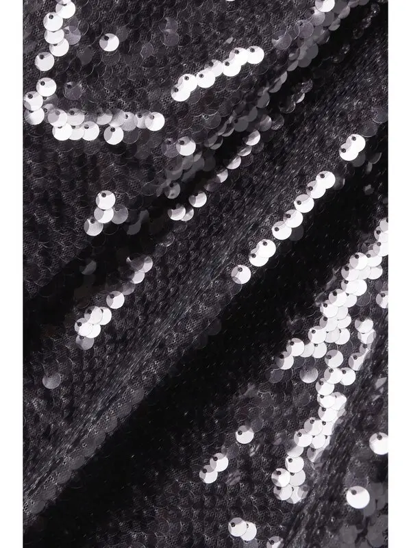 SELF-PORTRAIT Asymmetrical Sequined Mesh Midi Dress