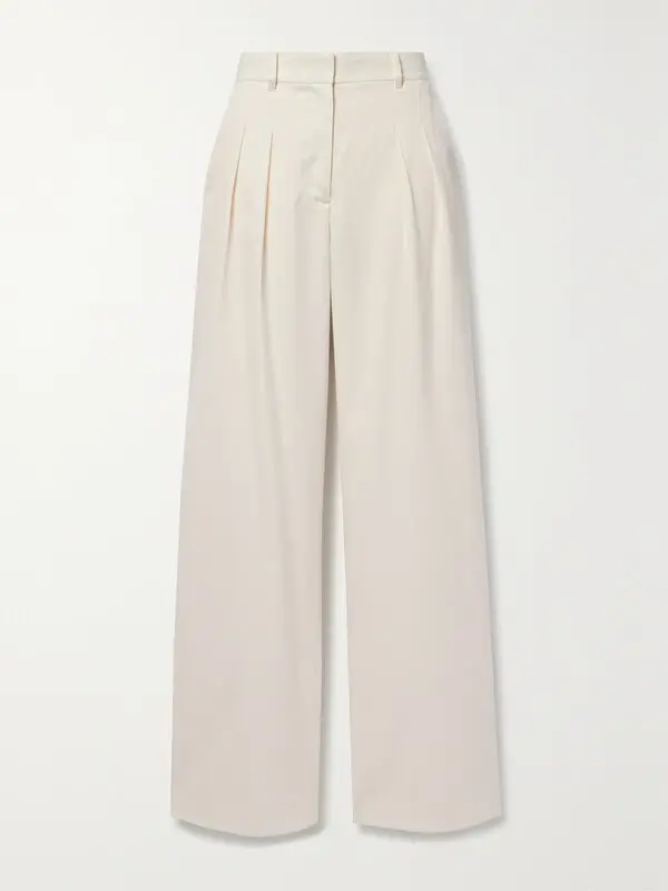 LoveShackFancy Adams Wide-leg Pleated Wool-blend Twill Trousers