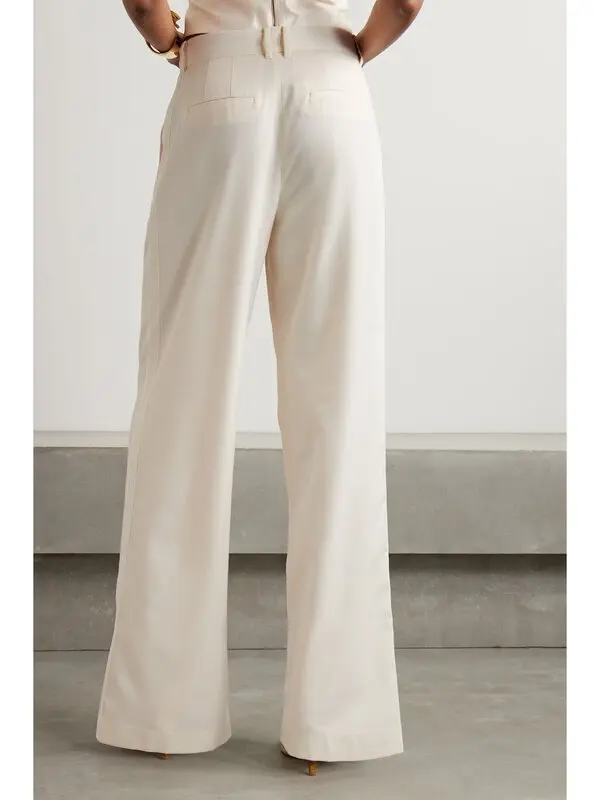 LoveShackFancy Adams Wide-leg Pleated Wool-blend Twill Trousers