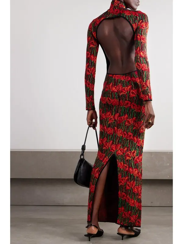 Emilio Pucci Open-back Floral Jacquard-knit Maxi Dress