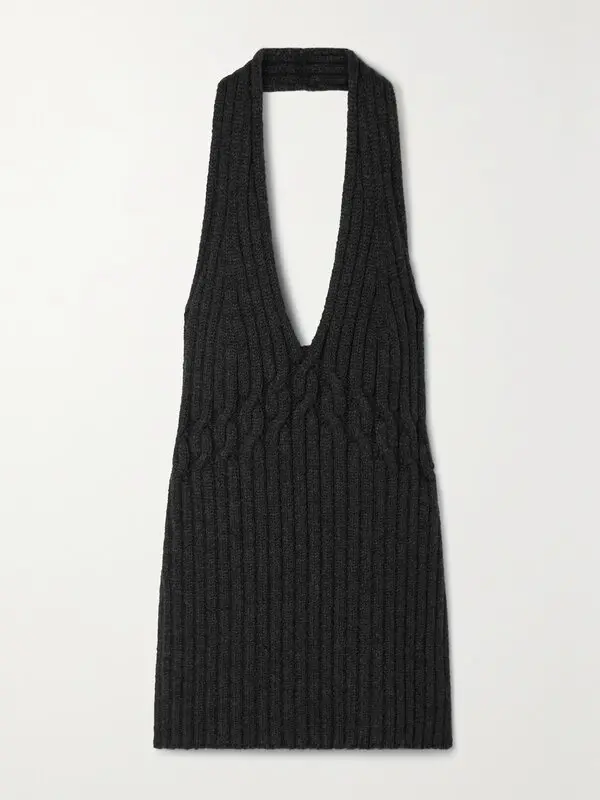 Proenza Schouler Cable-knit Halterneck Top - Gray
