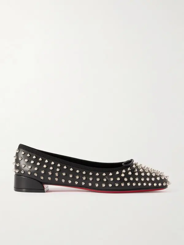 CHRISTIAN LOUBOUTIN Sweetie Jane Studded Leather Ballet Flats - Black