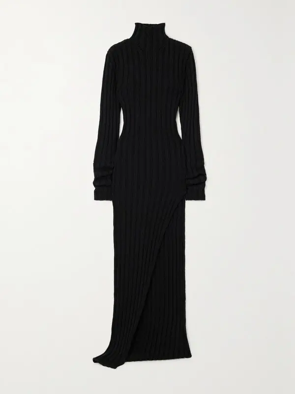 ANN DEMEULEMEESTER Cyntia Ribbed Wool Turtleneck Sweater