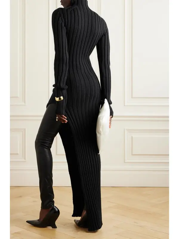 ANN DEMEULEMEESTER Cyntia Ribbed Wool Turtleneck Sweater