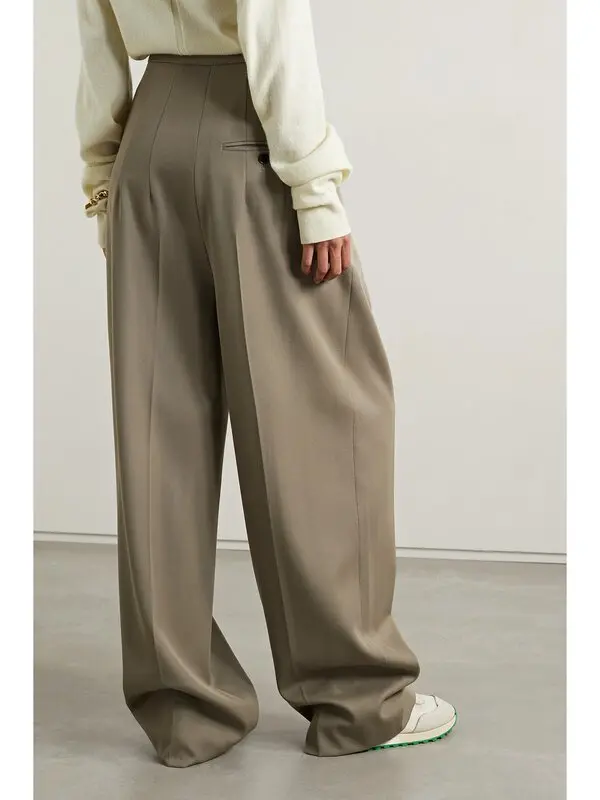 THE ROW Marcellita Pleated Wool-twill Wide-leg Pants