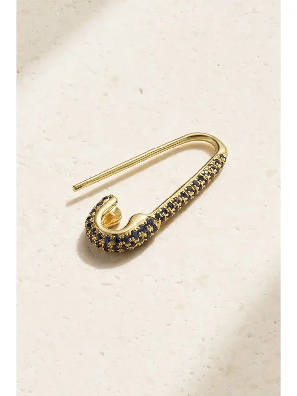 ANITA KO Safety Pin 18-karat Gold Sapphire Earring - Blue