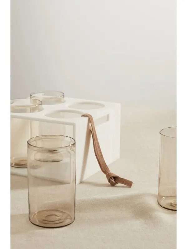 Brunello Cucinelli Set Of Four Water Glasses With Krion Holder