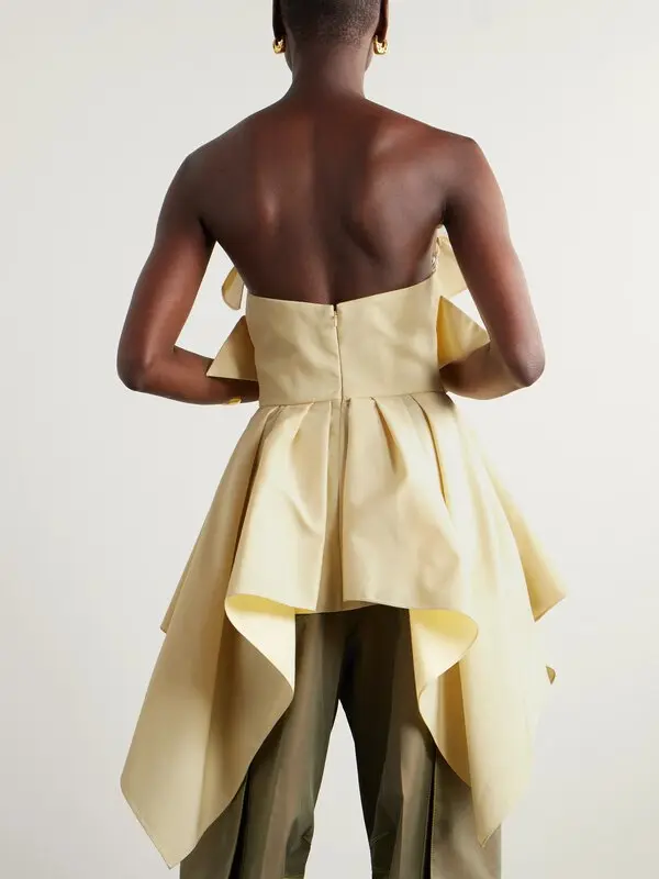Christopher John Rogers Bow-embellished Off-the-shoulder Twill Top