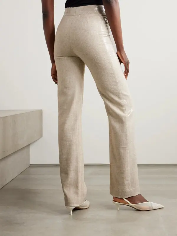 DIMA AYAD Sequined Canvas Straight-leg Pants