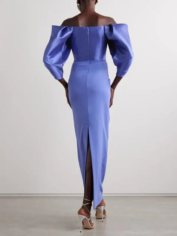 Solace London Melina Off-the-shoulder Gown - Blue