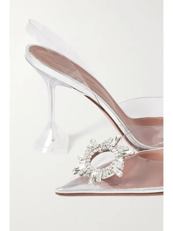 Amina Muaddi Begum Crystal-embellished Pvc Slingback Pumps