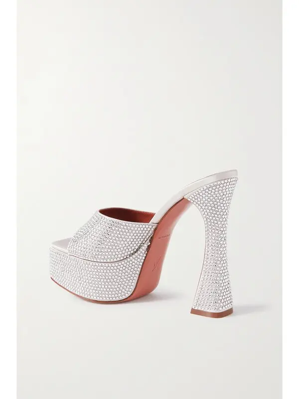 Amina Muaddi Dalida Crystal-embellished Satin Platform Sandals