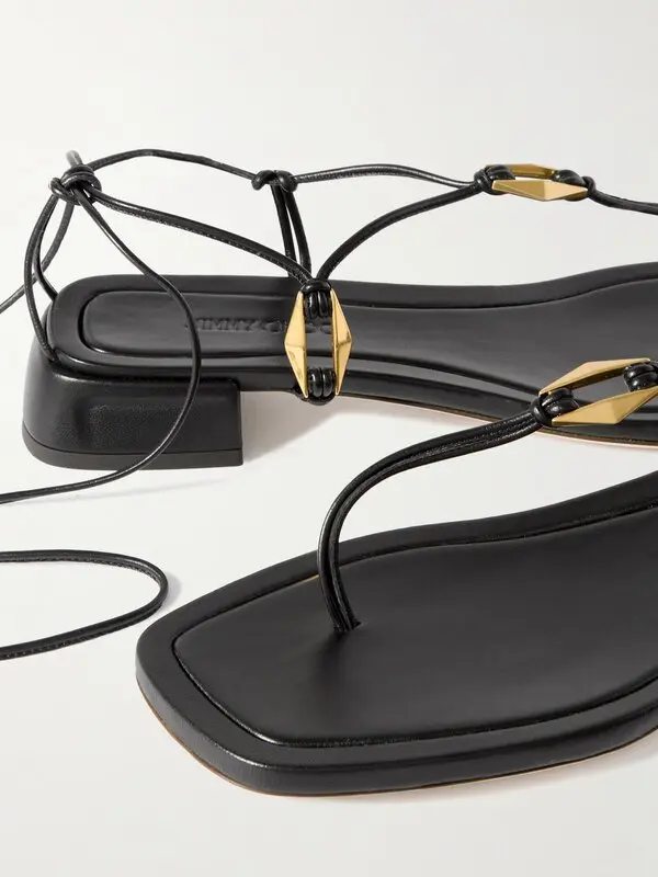JIMMY CHOO Onyxia Embellished Leather Sandals