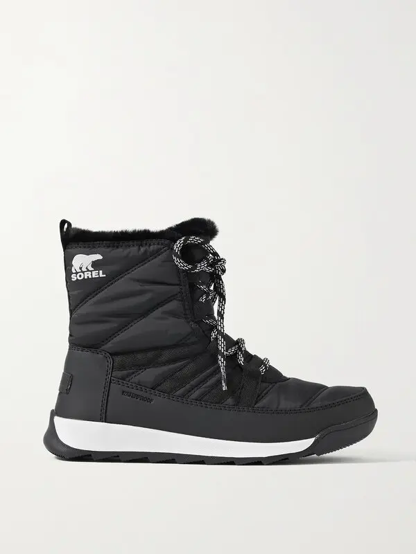 Sorel Whitney Ii Faux Fur-trimmed Shell Lace-up Ankle Boots