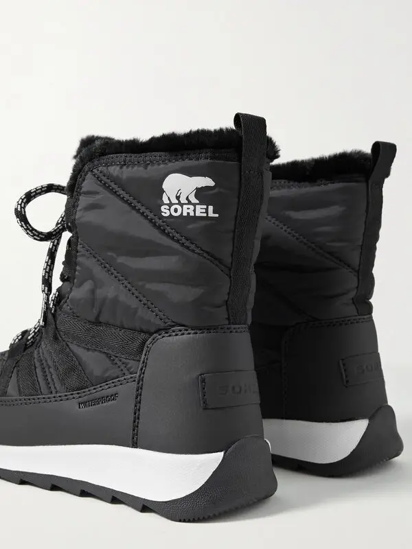 Sorel Whitney Ii Faux Fur-trimmed Shell Lace-up Ankle Boots