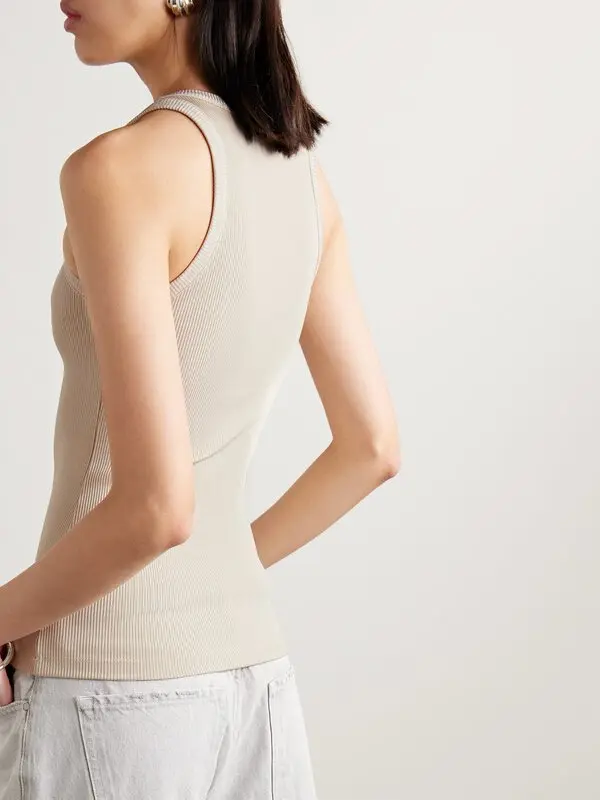 GOLDSIGN Laurel Ribbed Racerback Tank - Ecru