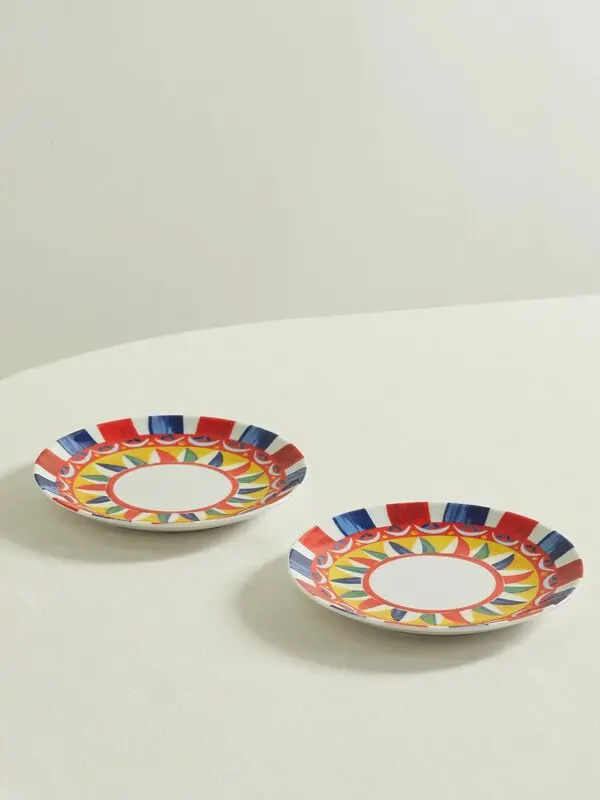 Dolce & Gabbana Set Of Two Printed Porcelain Dessert Plates - Multi