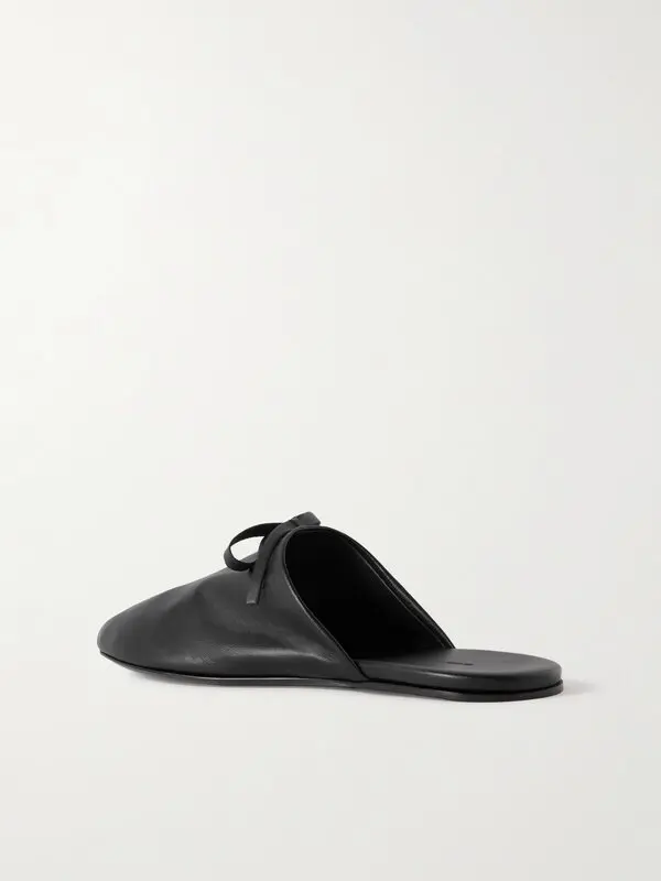 Marie Adam-Leenaerdt Bow-embellished Leather Slippers