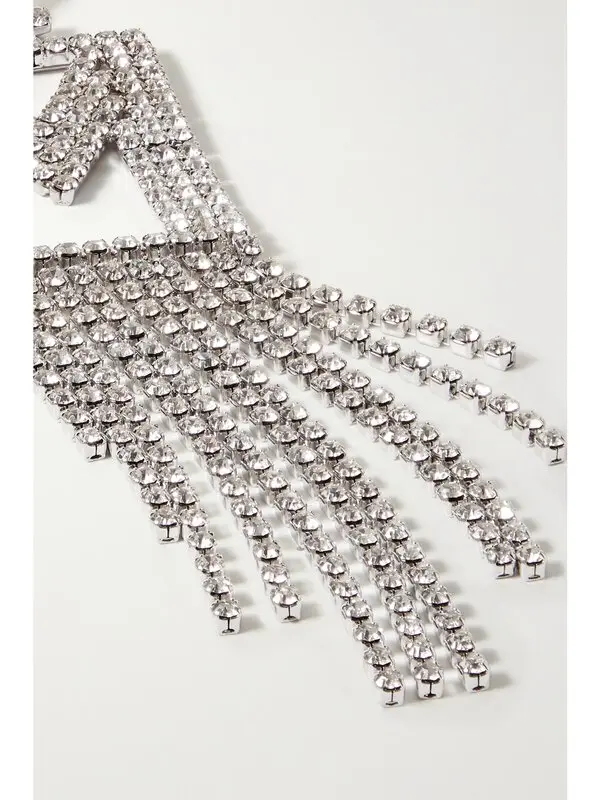 Retrofete Rhodium-plated Crystal Alphabet Single Earring - Silver