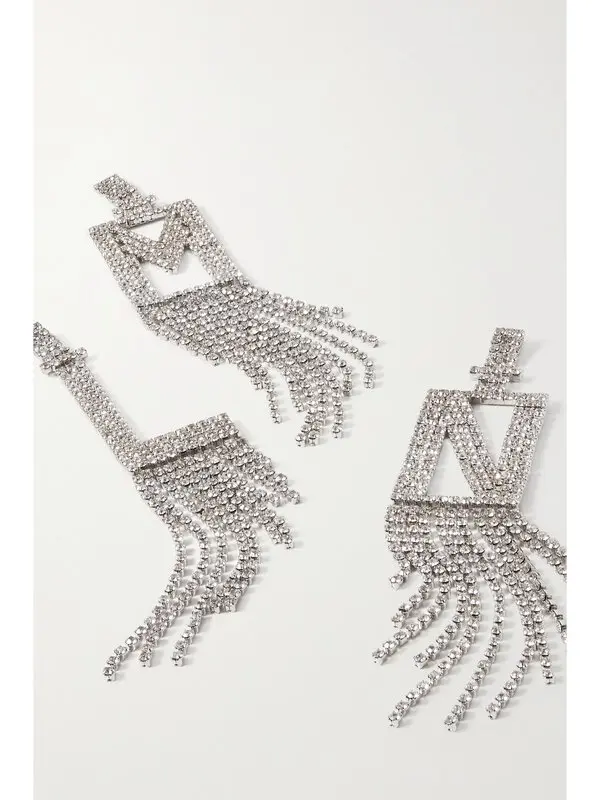 Retrofete Rhodium-plated Crystal Alphabet Single Earring - Silver