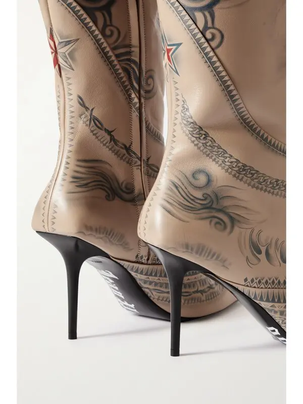 JIMMY CHOO X Jean Paul Gaultier Printed Leather Over-the-knee Boots