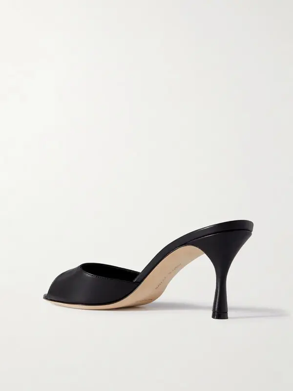 Manolo Blahnik Jada Leather Mules - Black