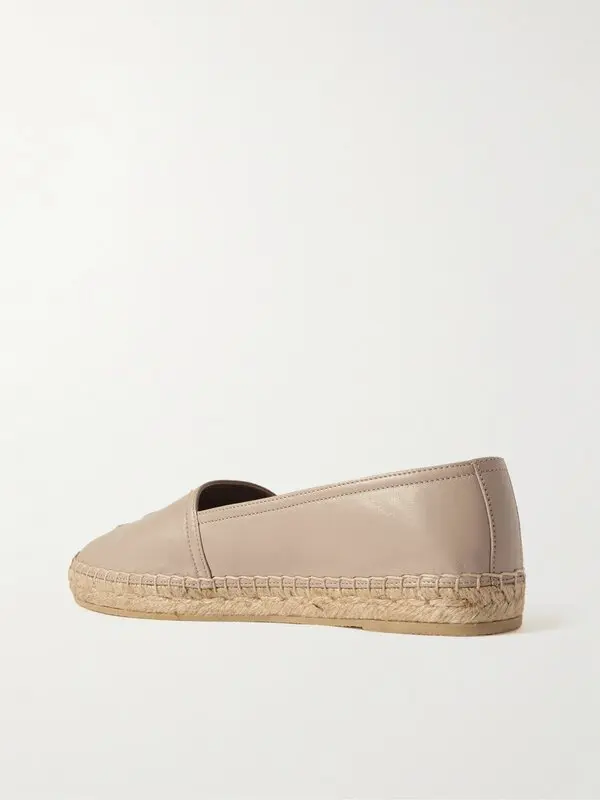 Saint Laurent Cassandre Logo-embossed Leather Espadrilles - Neutrals
