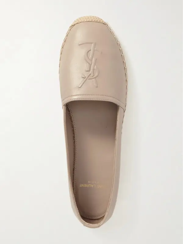 Saint Laurent Cassandre Logo-embossed Leather Espadrilles - Neutrals