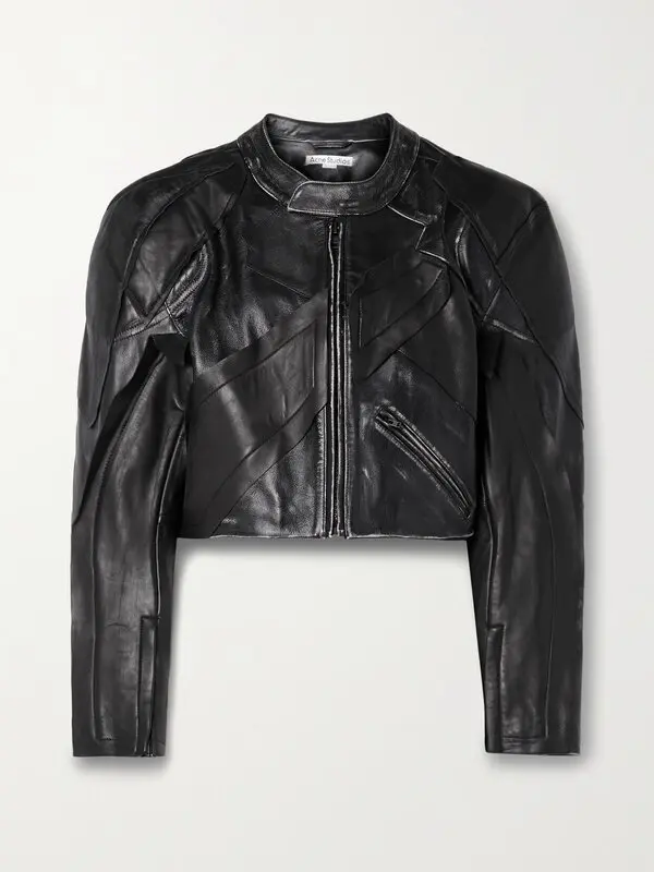 Acne Studios Paneled Distressed Leather Jacket