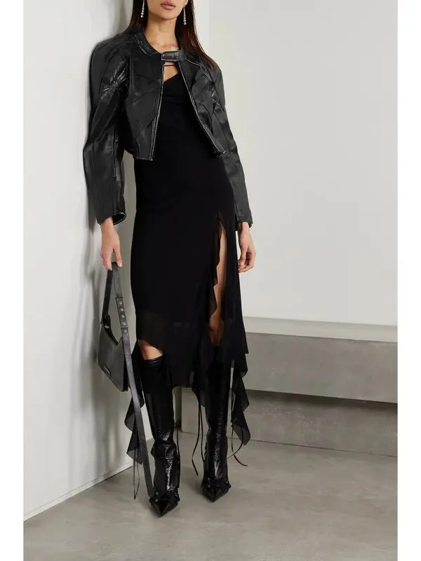 Acne Studios Paneled Distressed Leather Jacket