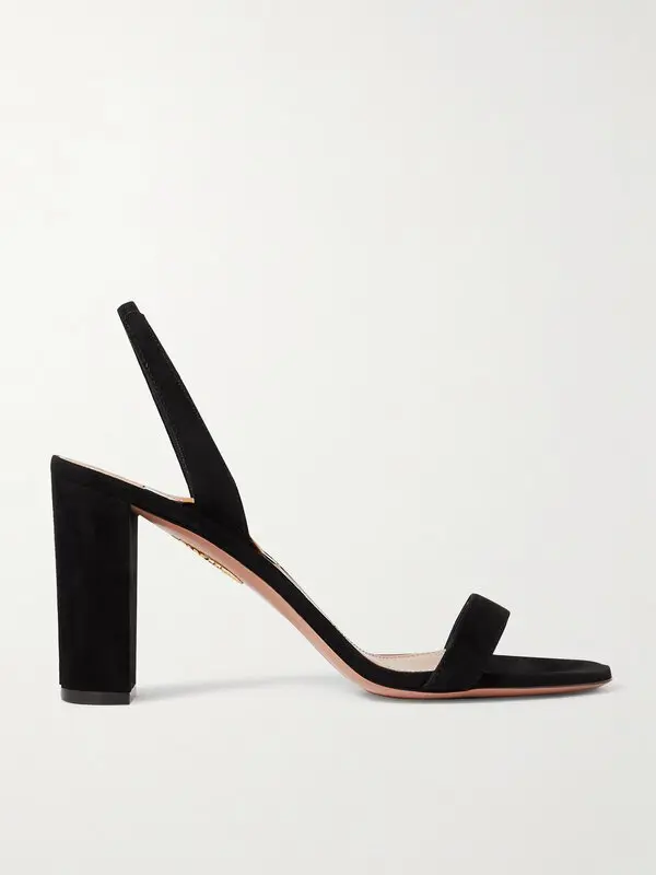 AQUAZZURA So Nude 85 Suede Slingback Sandals - Black