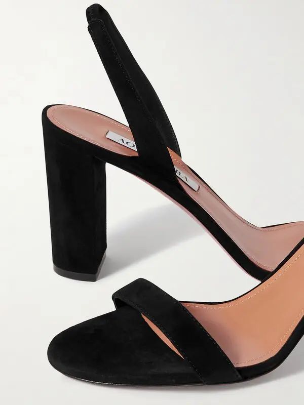 AQUAZZURA So Nude 85 Suede Slingback Sandals