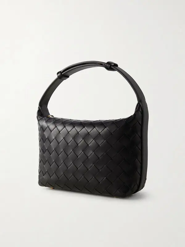Bottega Veneta Wallace Mini Intrecciato Leather Shoulder Bag - Black