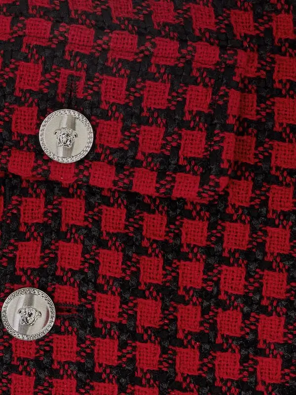 Versace Button-embellished Checked Tweed Mini Skirt