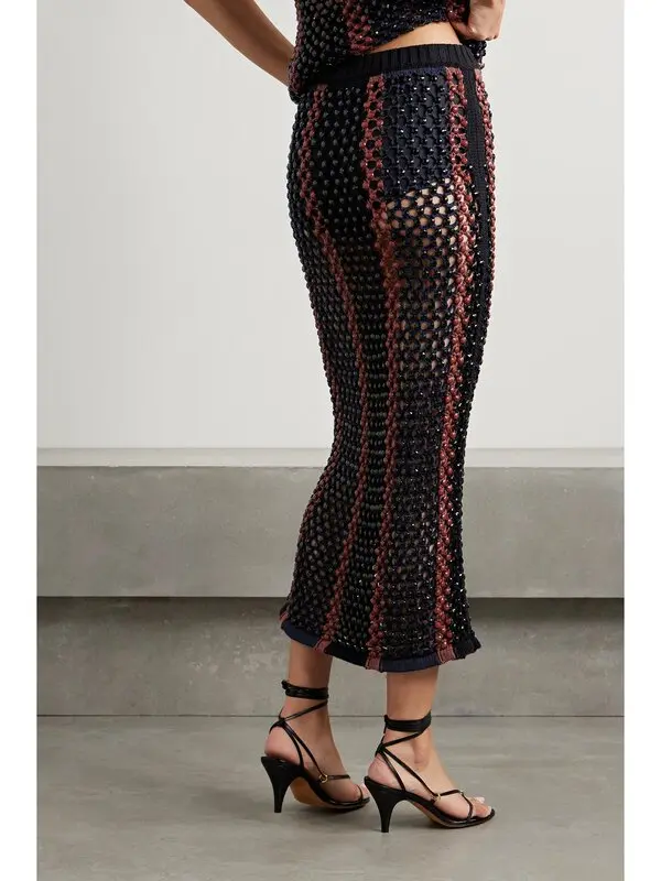 DIOTIMA Spice Beaded Crocheted Cotton-blend Maxi Skirt