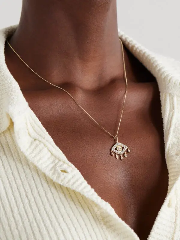 SYDNEY EVAN 14-karat Diamond Evil Eye Necklace