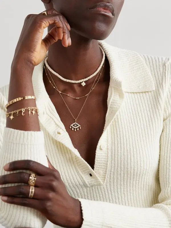SYDNEY EVAN 14-karat Diamond Evil Eye Necklace