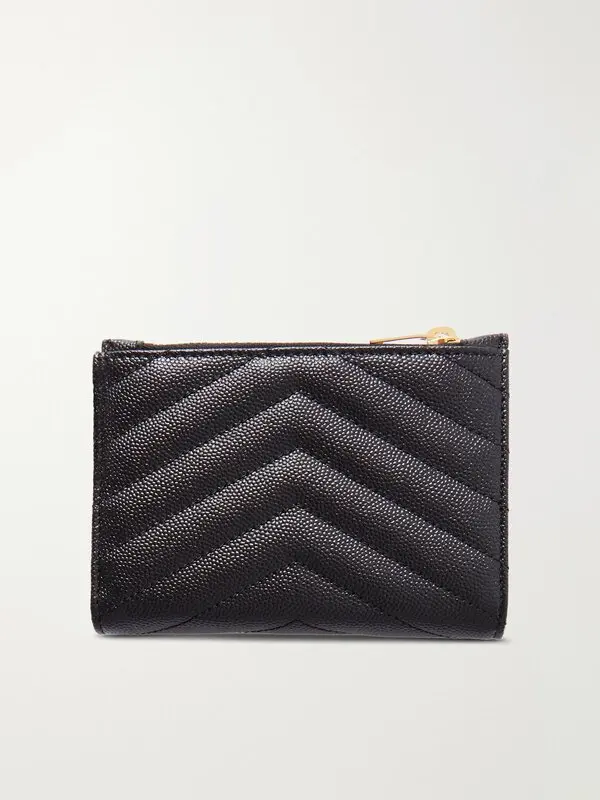 Saint Laurent Cassandre Quilted Textured-leather Wallet