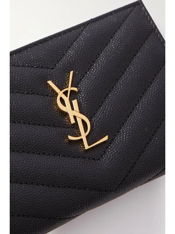 Saint Laurent Cassandre Quilted Textured-leather Wallet