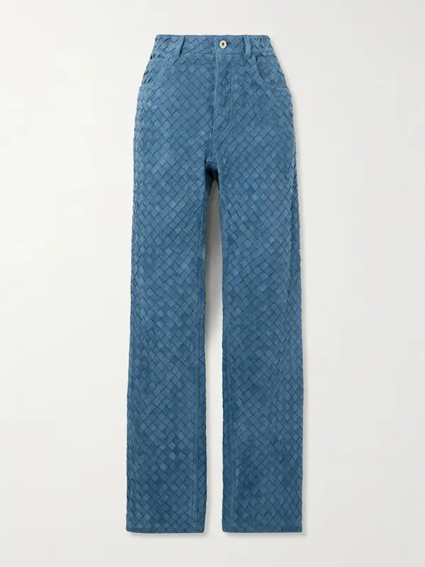 Bottega Veneta Intrecciato Suede Straight-leg Trousers
