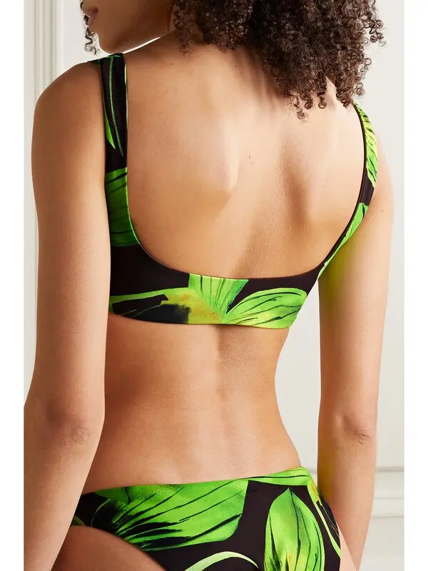 LOUISA BALLOU Printed Stretch Bikini Top