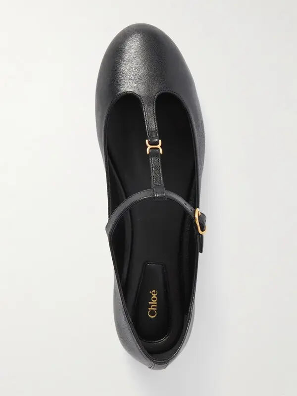 Chloé Marcie Embellished Leather Ballet Flats - Black