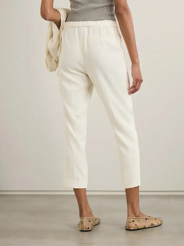 Theory Treeca Cropped Plissé-crepe Straight-leg Trousers