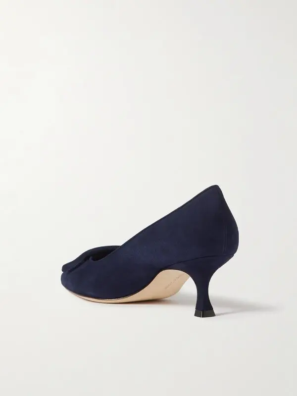 Manolo Blahnik Maysale 50 Buckled Suede Pumps