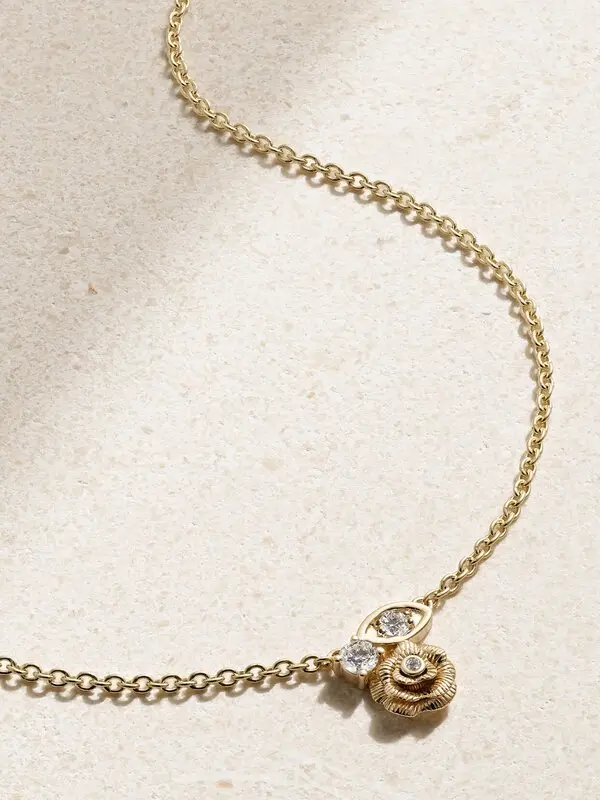 SYDNEY EVAN 14kt Diamond Marquis Eye And Rose Necklace - Gold