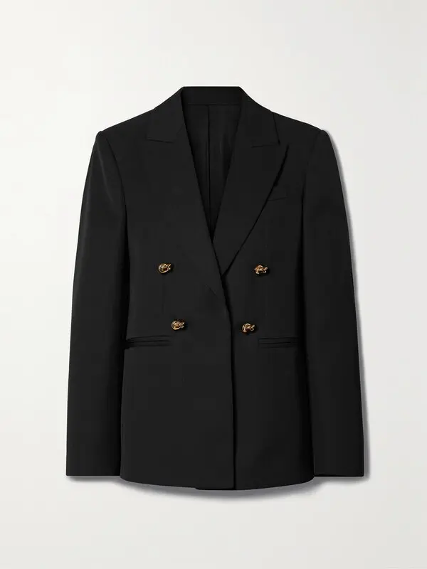 Bottega Veneta Embellished Double-breasted Wool-twill Blazer - Black
