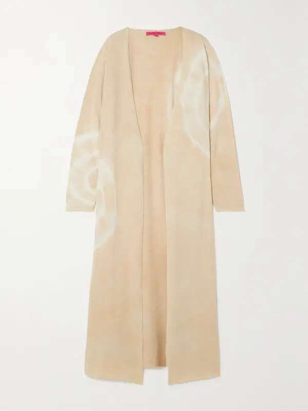 THE ELDER STATESMAN Spiral City Tie-dye Merino Wool And Cashmere-blend Cardigan - Neutrals